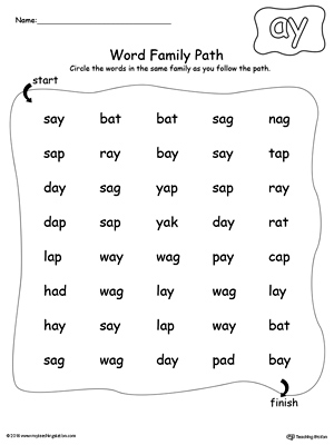 *FREE* AY Word Family Workbook for Preschool | MyTeachingStation.com