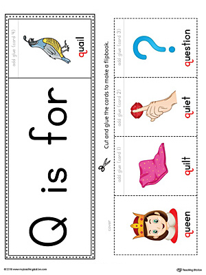 Letter Q Beginning Sound Flipbook Printable (Color) | MyTeachingStation.com