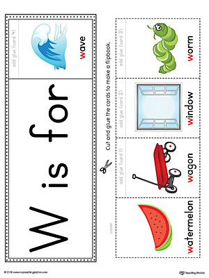 Letter W Beginning Sound Flipbook Printable (Color) | MyTeachingStation.com