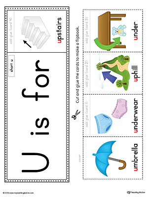 Short Letter U Beginning Sound Flipbook Printable (Color ...