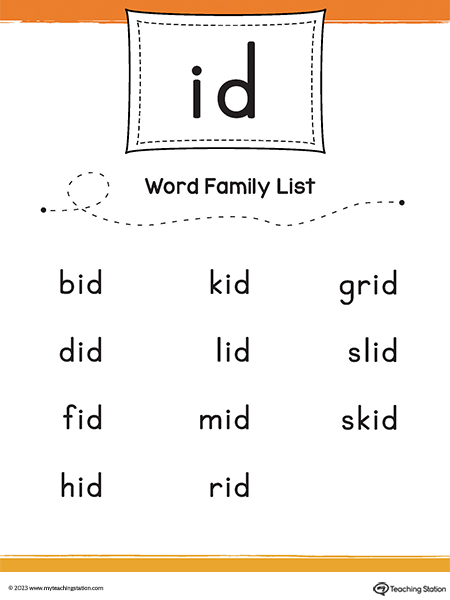 ID Word Family List Printable PDF MyTeachingStation