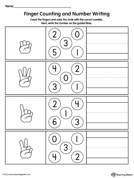 Finger Counting And Number Writing Worksheet MyTeachingStation