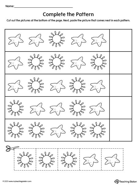 Complete The Pattern Worksheet Cut Paste MyTeachingStation