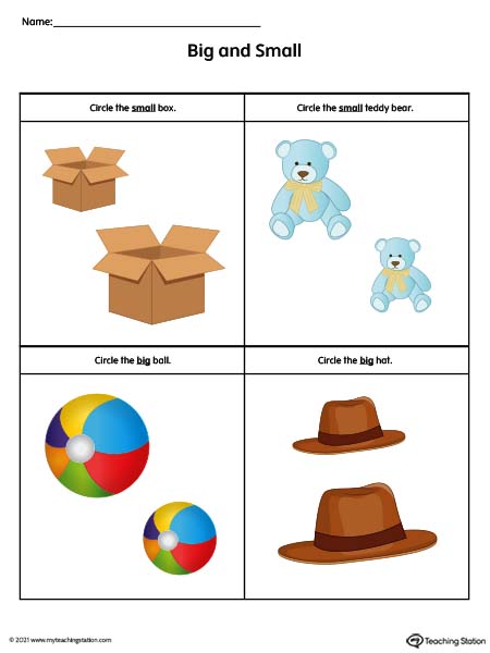 Big And Small Worksheet Objects Color MyTeachingStation